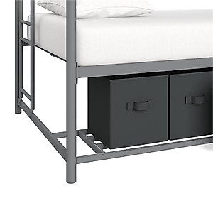 DHP Bonnie Twin Bed with Storage Bins Bunk, Silver