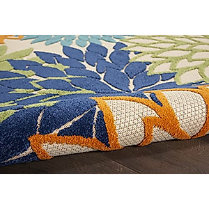 Nourison Aloha Indoor/Outdoor Multicolor 3'6" x 5'6" Area-Rug, Tropical, Botanical, Easy-Cleaning, Non Shedding, Bed Room, Living Room, Dining Room, Deck, Backyard, Patio (3x5)