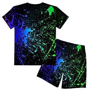 3D Printing Merch for Kids, Cool T-Shirt and Shorts Set for Boys Girls Fashion Short Sleeves Shirt Suit 9-10 Years