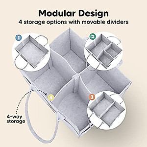 KeaBabies Baby Diaper Caddy Organizer - Large Baby Organizer - Diaper Organizer For Changing Table - Storage Caddy - Changing Table Organizer For Baby Boy, Girl - Nursery Organizer (Classic Gray)