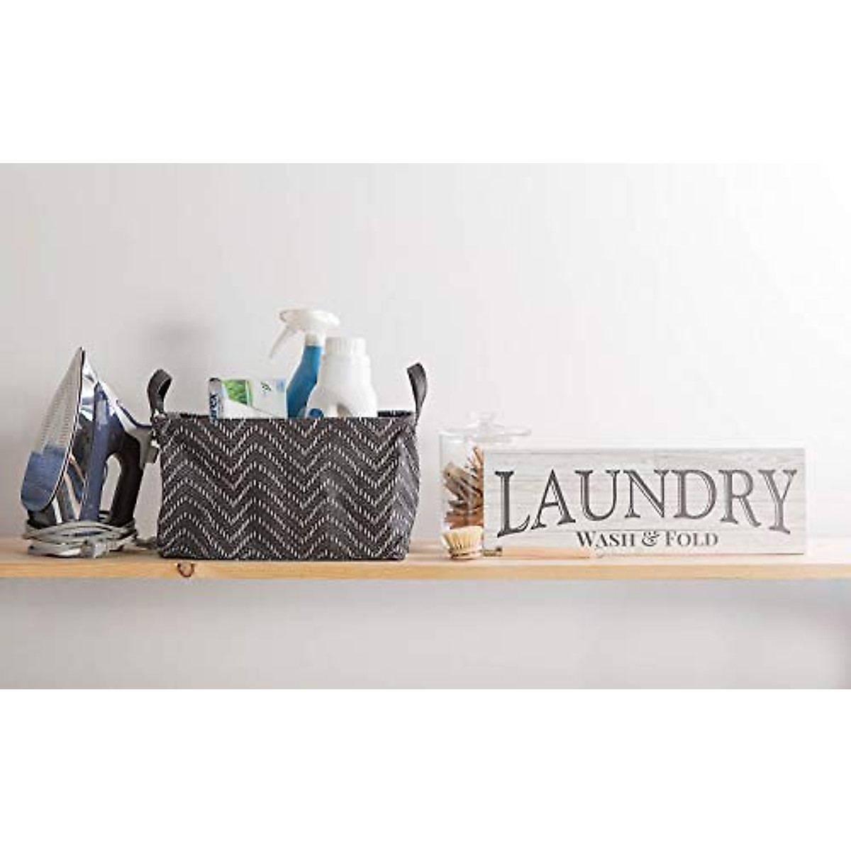 DII Collapsible Waterproof Chevron Laundry Bins, Medium Rectangle, Black/White, 2 Piece