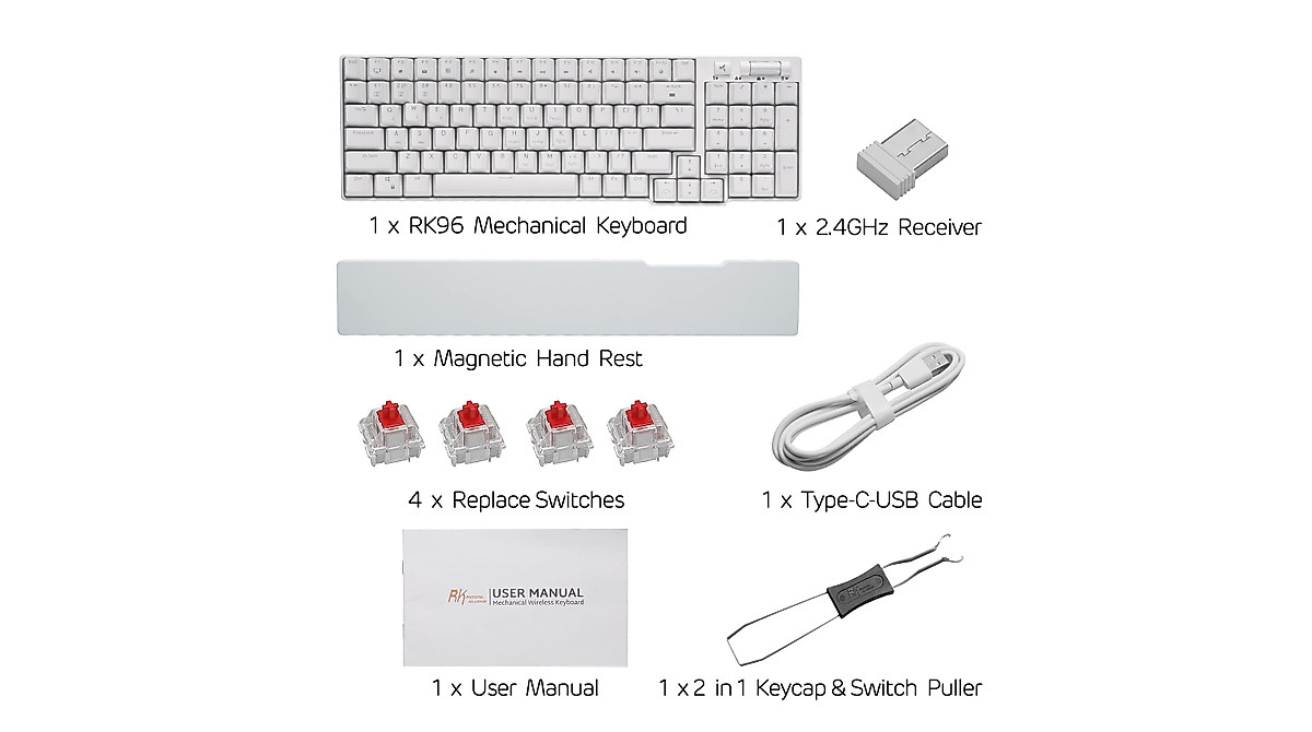 RK ROYAL KLUDGE RK96 90% Wireless Mechanical Keyboard with Mag Rest