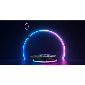 MBOBAO [Newest] 360 Photo Booth Machine with RGB Ring Light,Free Custom Logo, Video Camera Selfie Platform for Live Streaming Wedding Birthday Events Exhibitions (26.8in 1-3 people+Flight Case)