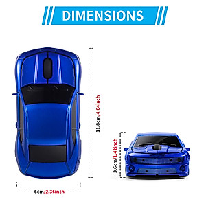 BKLNOG Wireless Car Mouse [Updated] with LED Headlights, 1600 DPI Sports Car Shaped Mouse for Mac, Computers, Blue