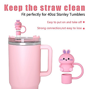 Animal Straw Covers Cap for Stanley Cup, Straw Topper for 30&40 Oz Stanley Tumbler with Handle,10mm 0.4in Reusable Straw Tips Lids Dust-Proof Topper for Water Bottle 7pcs Cute Pattern