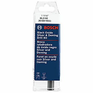 BOSCH BL2195 1-Piece 1-1/16 In. x 6 In. Fractional Reduced Shank Black Oxide Drill Bit for Applications in Light-Gauge Metal, Wood, Plastic