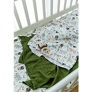 Little Jump Bamboo Muslin Swaddle Blankets - 2 Pack Jungle & Green - Softest Baby Receiving Blankets for Boys and Girls (Jungle & Green)