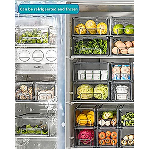 AYOTEE Medium Refrigerator Drawer Organizer Bins, 1 Pack Plastic Storage Drawers Stackable Refrigerator Organizer Bins, Clear Stackable Storage Bins with Drawers for Fridge, Freezers, Make-up