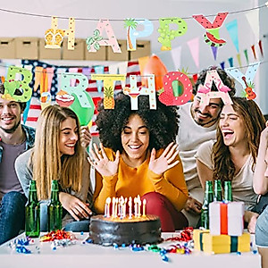 UPKOCH Birthday Banner Hawaiian Party Decoration Hawaiian Happy Birthday Banner Pennant Hawaiian Bunting Garland Tropical Decorations Hawaiian Party Supplies