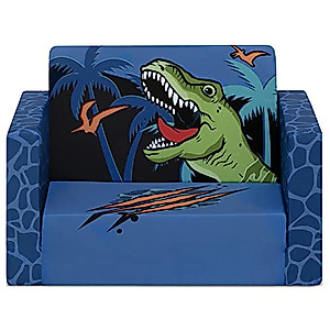 Delta Children Dinosaur Cozee Flip-Out Chair For Relaxing- 2-in-1 Convertible Lightweight,Portable Chair to Lounger for Toddlers & Kids