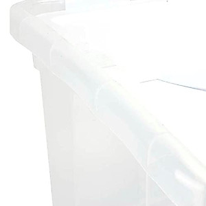 Sterilite 48 Quart Multipurpose Clear Base Storage Box Tote Container with Secure Hinged Lid for Home or Office Organization, (30 Pack)