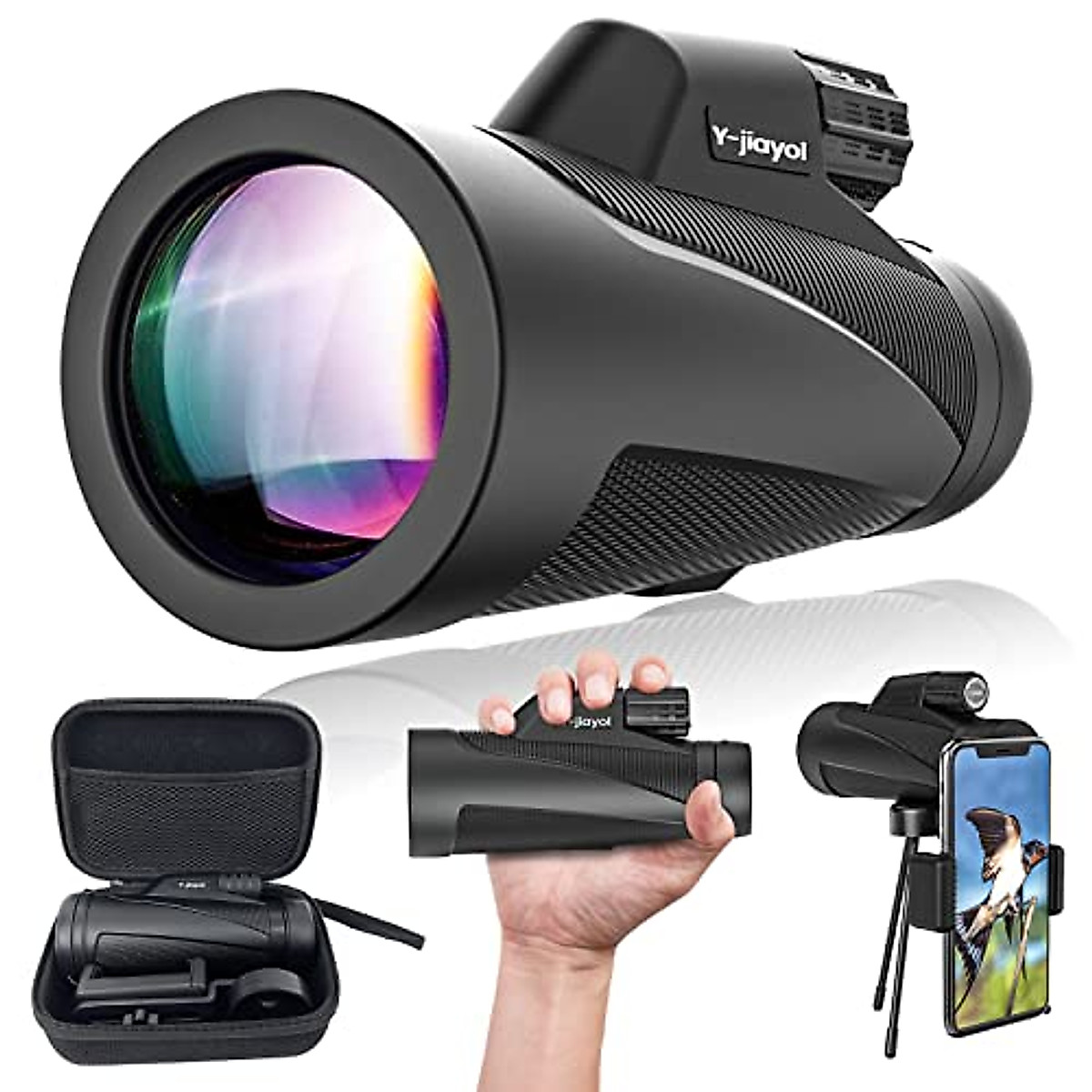 Monocular Telescope,12x50 High Power Monocular with Smartphone Adapter&Tripod&Hard Carrying Case-Waterproof Zoom Monocular for Adults,Perfect for Bird Watching Hiking Hunting Traveling