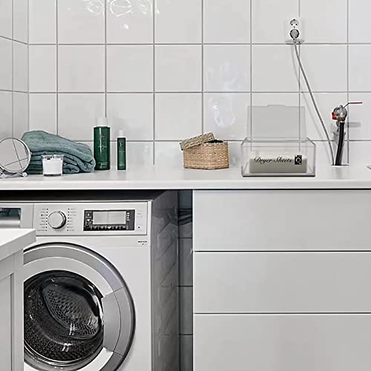 SECOPIN Dryer Sheet Holder, Acrylic Dryer Sheet Dispenser, Laundry Dryer Sheets Storage Container, Laundry Room Clear Organization Box