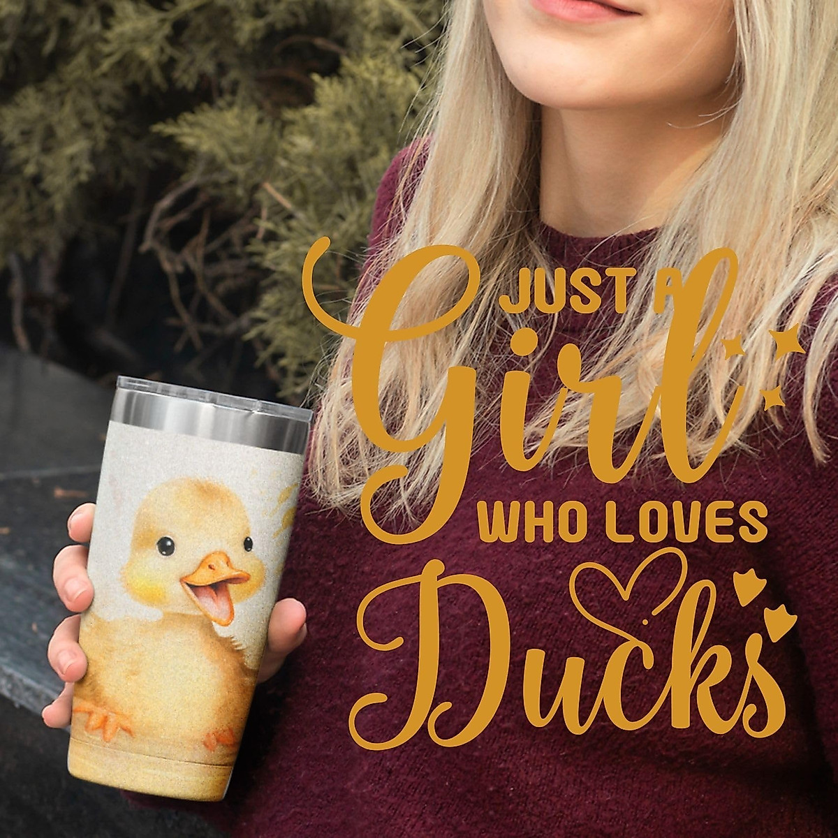 Onebttl Duck Gifts - Glitter 20oz Coffee Mug Tumbler for Girls & Birthday Occasions