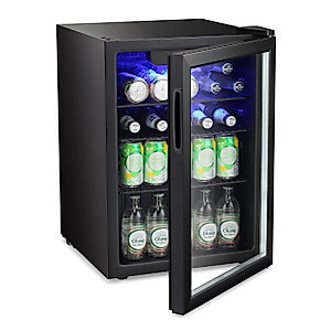 Xbeauty 120 Cans Wine Cooler Refrigerator with Temperature Control Cabinet Beverage Refrigerator Low Noise Freestanding Wine Refrigerator for Home/Office/Bar（Noble Black）