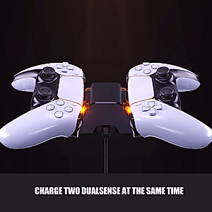 PS5 Controller Charger Station, Fast Charging Playstation 5 Controller Charging Station with LED Indicator Light and USB C Charger Cable