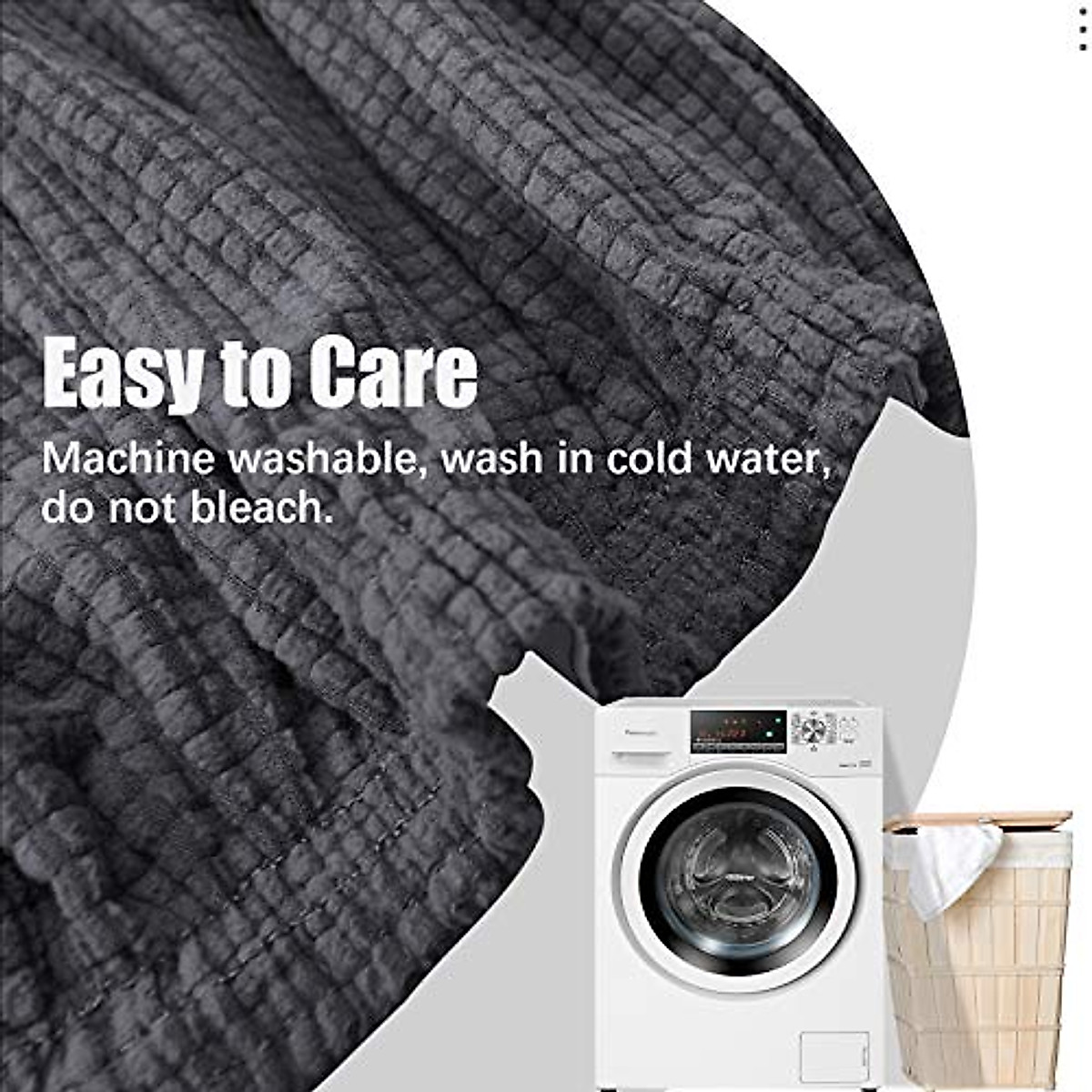 Argstar 8 Pack Jacquard Chair Covers, Stretch Armless Chair Slipcover for Dining Room Seat Cushion, Spandex Kitchen Parson Chair Protector Cover, Removable & Washable, Jacquard Dark Grey