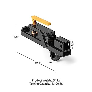Titan Attachments Clamp-On Tractor Bucket Hitch Receiver Adapter with Chain Hook Lifting Carrying Ring, 2" Receiver Fit, 1100 LB Towing Capacity, Compatible with 2" Front Bucket Lips