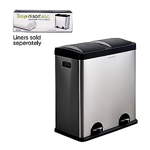 Step N' Sort The 16 Gal. 2-Compartment Stainless Steel Trash and Recycling Bin