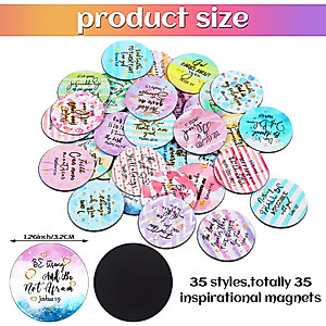 35 Pcs Christian Magnets Inspirational Refrigerator Magnets Motivational Fridge Magnets Round Quotes Spiritual Bible Verse Magnets for Fridge Supplies,1.35 Inches Diameter(Bible Verses)