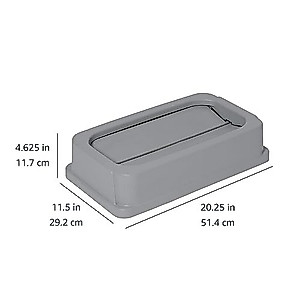 AmazonCommercial 23 Gallon Rectangular Double Flip Lid For Slim Trash Can, 1 Pack, Grey