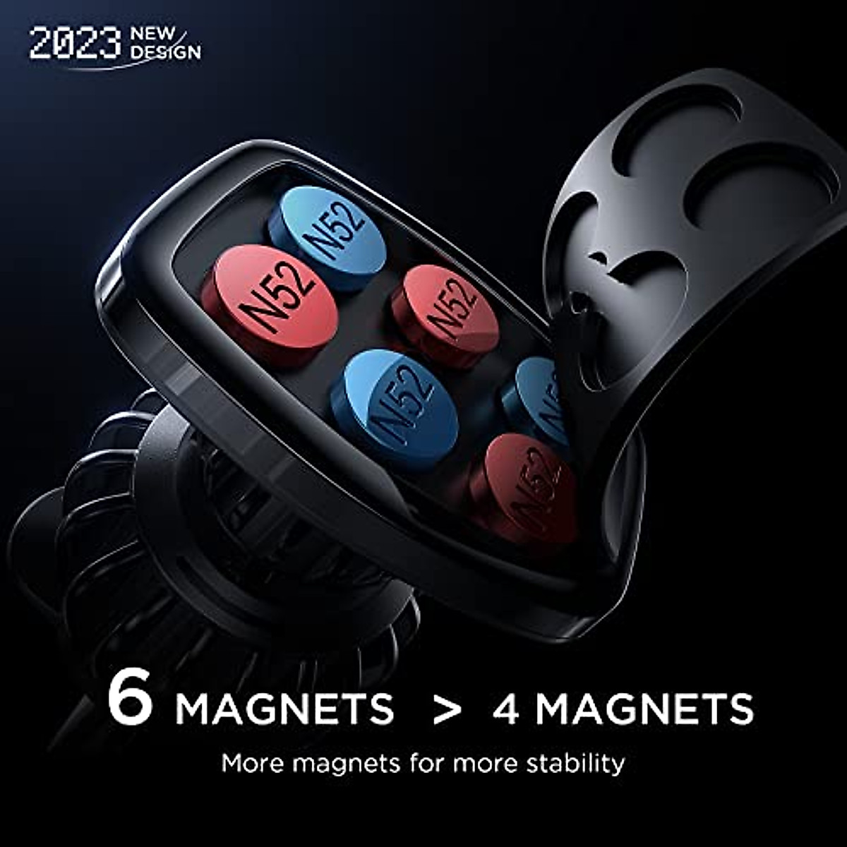 LISEN Magnetic Phone Holder for Car Mount [Easily Install] Car Phone Holder Mount [6 Strong Magnets] Cell Phone Holder for Car Case Friendly iPhone Car Holder for All Smartphones & Tablets