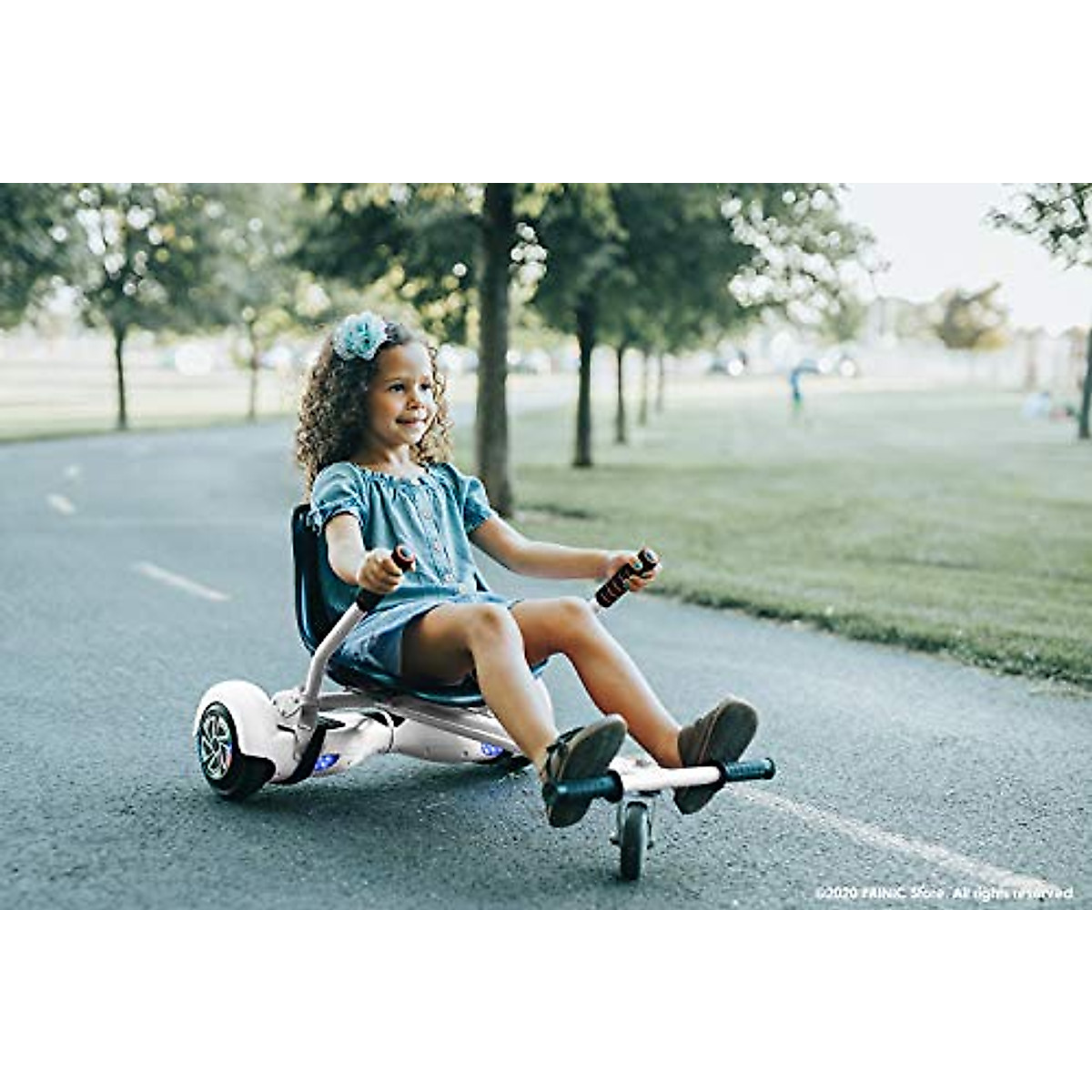 Hoverboard Seat Attachment Accessories Go Kart Conversion Kit, Transforming Self Balancing Scooter into Go-Kart, Adjustable Frame, Suitable All Ages & Heights, Compatible for 6.5'' 8'' 10'' (White)