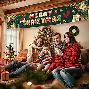 KatchOn, Merry Christmas Yard Banner - Large, 120x20 Inch | Christmas Banner for Outdoor Christmas Decorations | Christmas Banners for Outside | Christmas Yard Decorations, Christmas Party Decorations