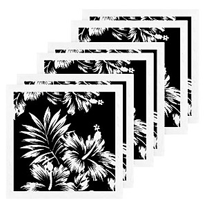 ALAZA Wash Cloth Set Hawaiian Black and White Tone - Pack of 6 , Cotton Face Cloths, Highly Absorbent and Soft Feel Fingertip Towels(226cr8b)