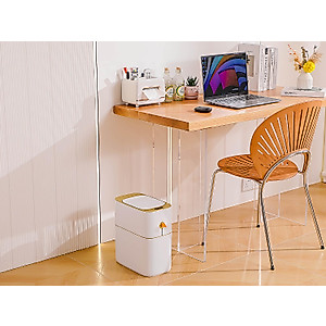 MOPALL Bathroom Trash Can Automatic Touchless,Small Motion Sensor Trash Can with Lid,4 Gallon White-Gold Narrow Smart Garbage Can,Boho Decorative Wastebasket for Bedroom,Home Office,Bathroom
