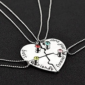 SIVITE Best Friends Forever and Ever Necklace with Crystal Broken Heart Charm Pendant Set Friendship Necklace