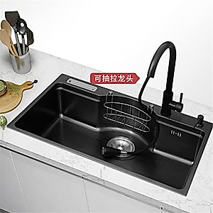 JGQGB Large Single Tank Kitchen 304 Stainless Steel Sink Stepped Multifunctional Sink Integrated Sink 78*48cm ( Color : E , Size : 78*48cm )