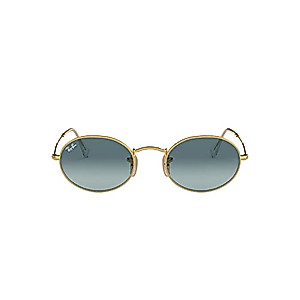 Ray-Ban RB3547 Oval Sunglasses, Gold/Blue Gradient Grey, 51 mm