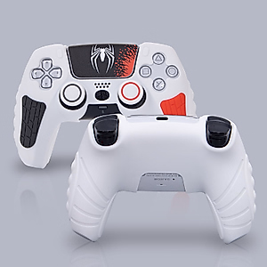 ECHZOVE PlayStation 5 Controller Cover Case, Anti-Slip Silicone Cover Skin for PS5 Wireless Controller with Thumb Grip Caps, Joystick Protectors and Cover Wrap Sticker - White