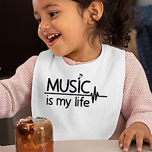 Music is My Life Baby Bibs - Print Baby Feeding Bibs - Heartbeat Bibs for Eating