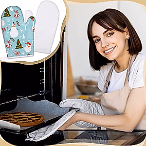 4 Pcs Blank Sublimation Oven Mitts Heat Resistant Kitchen Gloves Cotton for DIY Kitchen Dining Room Accessories
