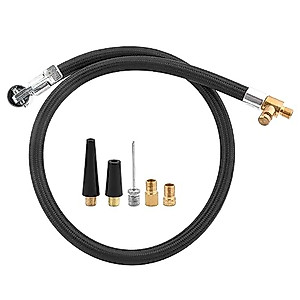 1 Pc Tire Inflator Hose-60cm, Fine Thread Air Pump Hose Lengthened with Valve Adaptors Flexible for Car Bicycle Tire Pump's Hose(Main Black)