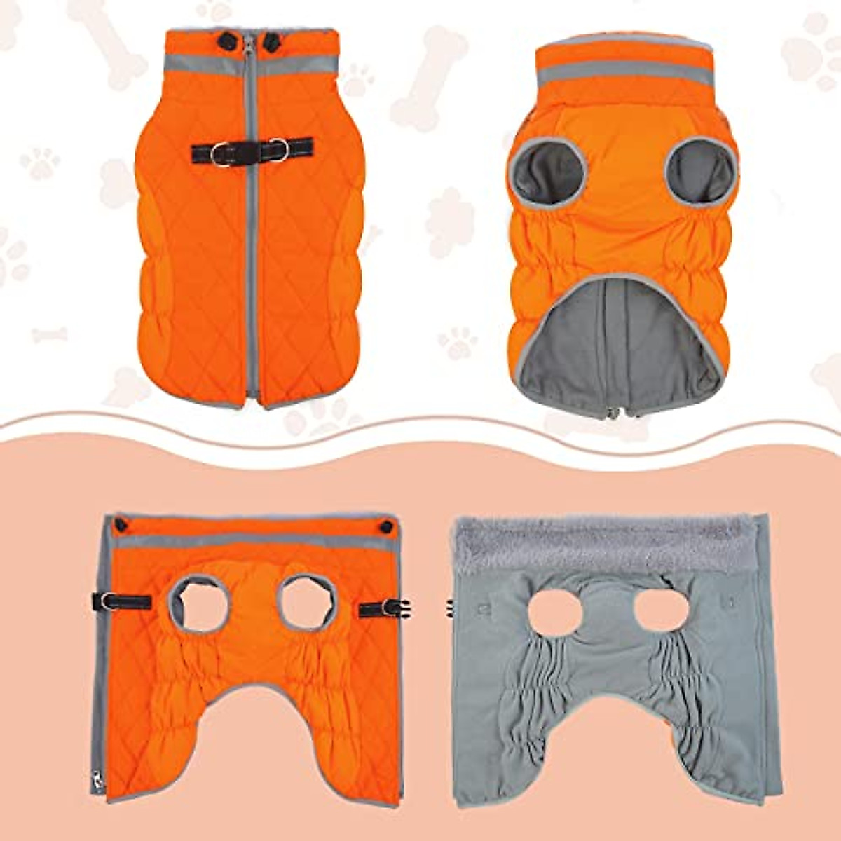 Lelepet Warm Dog Winter Coat Dog Cold Weather Coats Windproof Reflective Turtleneck Dog Fleece Vest with Harness Thick Fleece Lining Dog Jacket Dog Coat for Small Medium Large Dogs, M