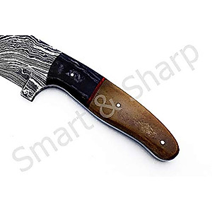 Smart & Sharp Custom Handmade Damascus Steel Hunting Knife/Tracker Knife AA-17133 (Colored Bone and Wood)
