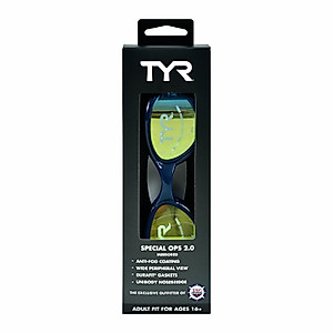 TYR Adult Special Ops 2.0 Mirrored Swim Goggles, Gold/Navy