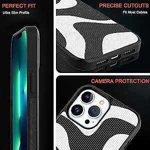 Wlxee Compatible iPhone 13 Pro Max 6.7”Wave Pattern Mobile Case，Shockproof and Slim TPU Material Non Slip Mobile Case Cute Zebra Pattern is Specially Designed for Ladies Girls-Black White