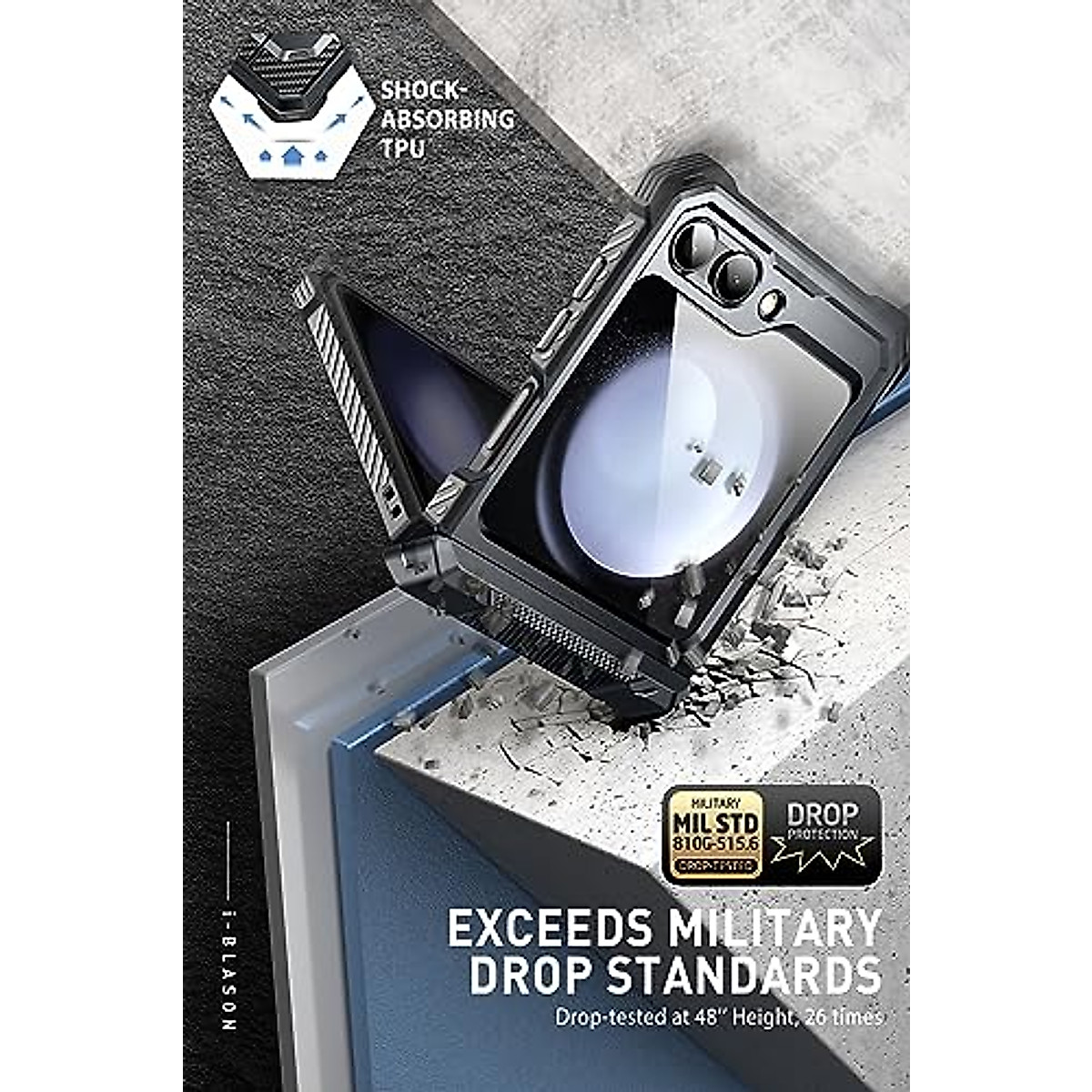 i-Blason for Samsung Galaxy Z Flip 5 Case with Stand, [Built-in Screen Protector] [Hinge Protection], Full-Body Protection Magnetic Phone Case for Galaxy Z Flip 5, Black