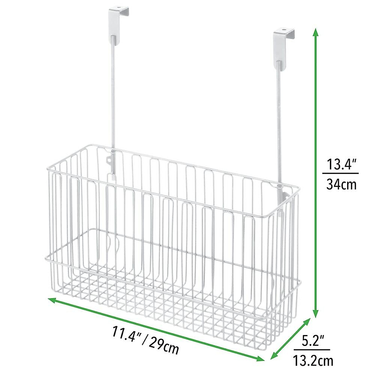 mDesign Metal Over Cabinet Kitchen Storage Organizer Holder or Basket - Hang Over Cabinet Doors in Kitchen/Pantry - Holds Bakeware, Cookbook, Cleaning Supplies - Steel Wire - White