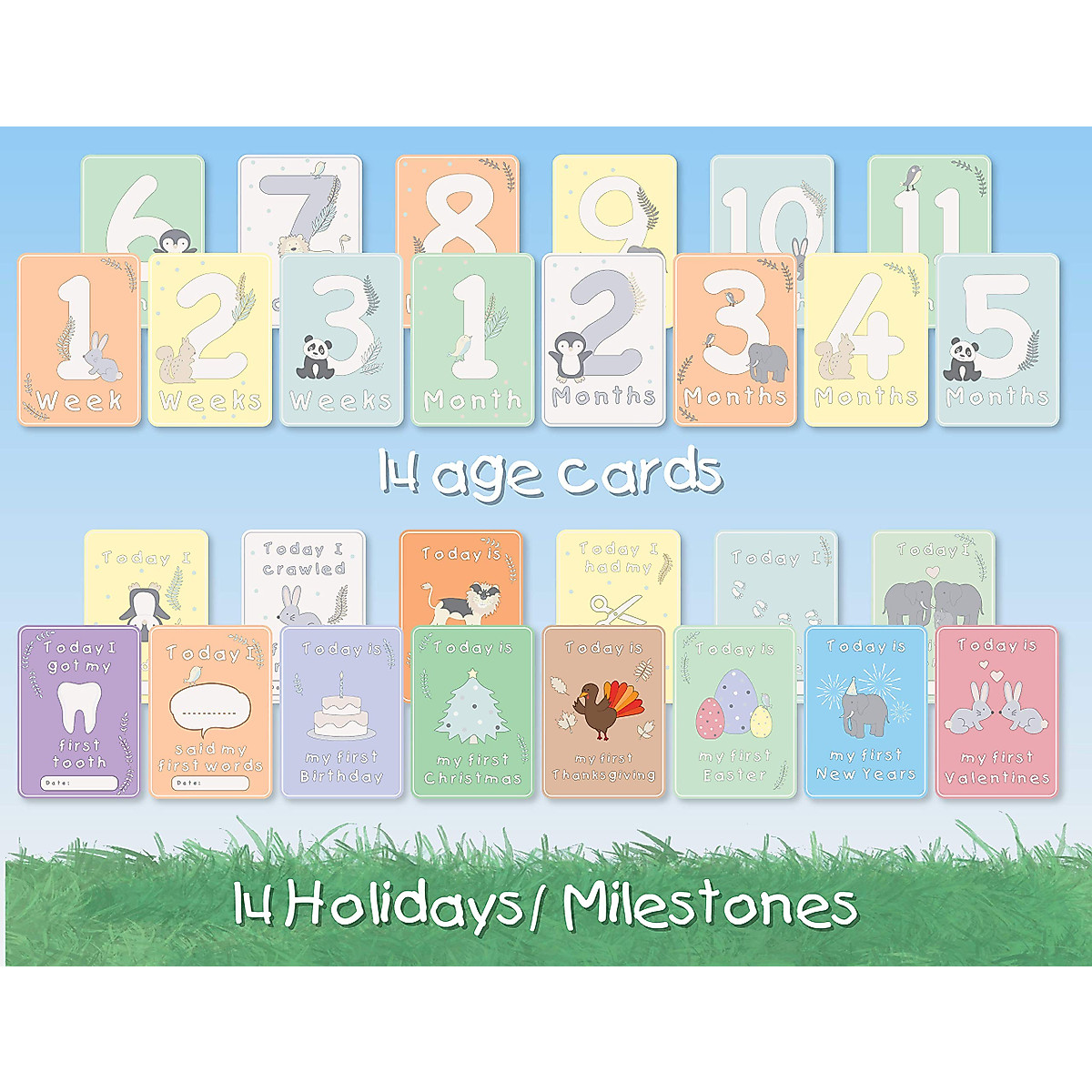 Linda's Essentials Baby Milestone Blanket for Baby Boy and Girl Includes 28 Milestone Cards - Unisex Animal Themed Perfect Baby Monthly Milestone Blanket Boy and Girl (Jungle Themed)
