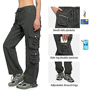 Cargo Pants Women Tactical Baggy Hiking Cargo Pants with 9 Pockets Cotton Military Casual Army Combat Work Pants Steel Gray L