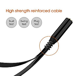 Maeline Headphone Splitter Adapter, 3.5mm Mic Cable for Computer, Headset 3.5mm Female to 2 Dual Male Microphone Audio Stereo Jack Earphones Port to Gaming Speaker PC