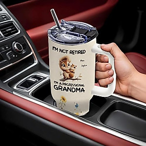 Personalized 40oz Tumbler - Cute A squirrel mother holding her baby close while sitting on Mother and Child Design with Nutrition Facts - Gift for Mom, Grandma, Mother's Day Za4Ryl