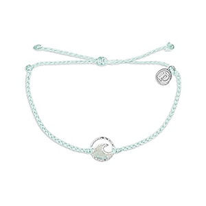 Pura Vida Silver Plated Opaque Resin Wave Bracelet - Adjustable Band, 100% Waterproof - Winterfresh