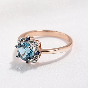 KIOYDISE 925 Sterling Silver Plated Platinum-set Topaz for Women's Engagement and Wedding Rings Blue Topaz Ring (5)