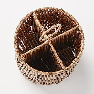 The Lakeside Collection Woven Flatware Caddy - Wicker Utensil Holder & Organizer - Country Rustic Decor